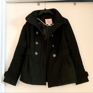 Pink Envelope | Jackets & Coats | Womens Black Button Up Pea Coat ...